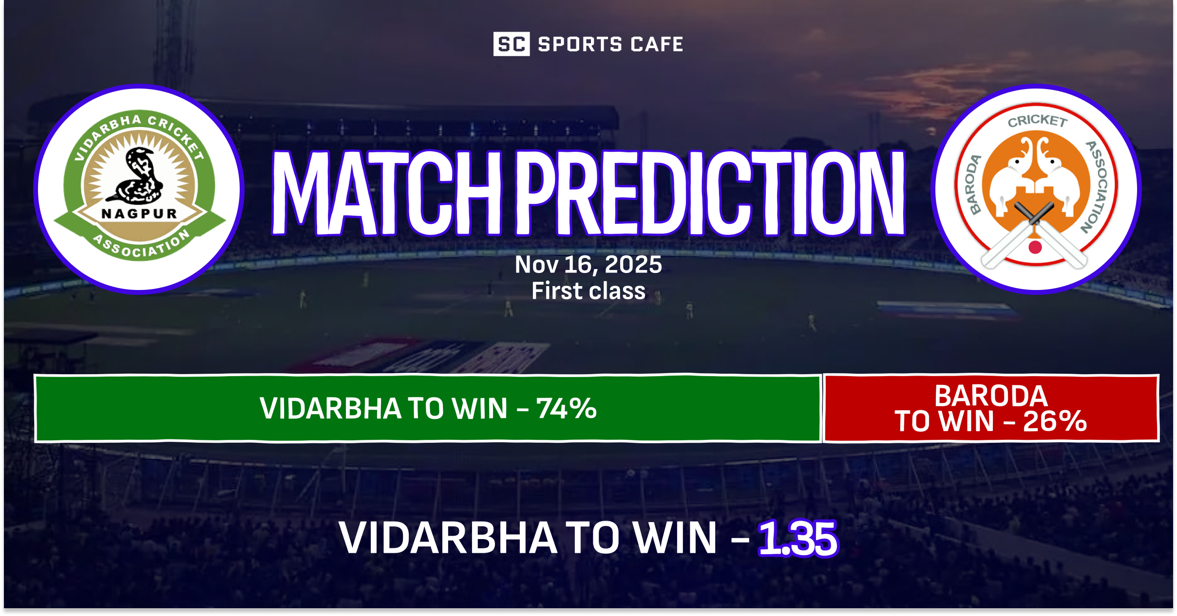 Vidarbha vs Baroda Match Prediction and Tips - 2025 Ranji Trophy Elite ...